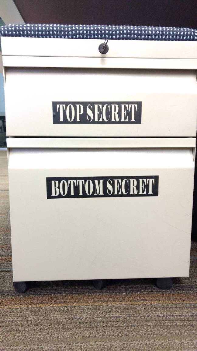 Office Desk Humor Funny Top Secret & Bottom Secret Drawer | Etsy