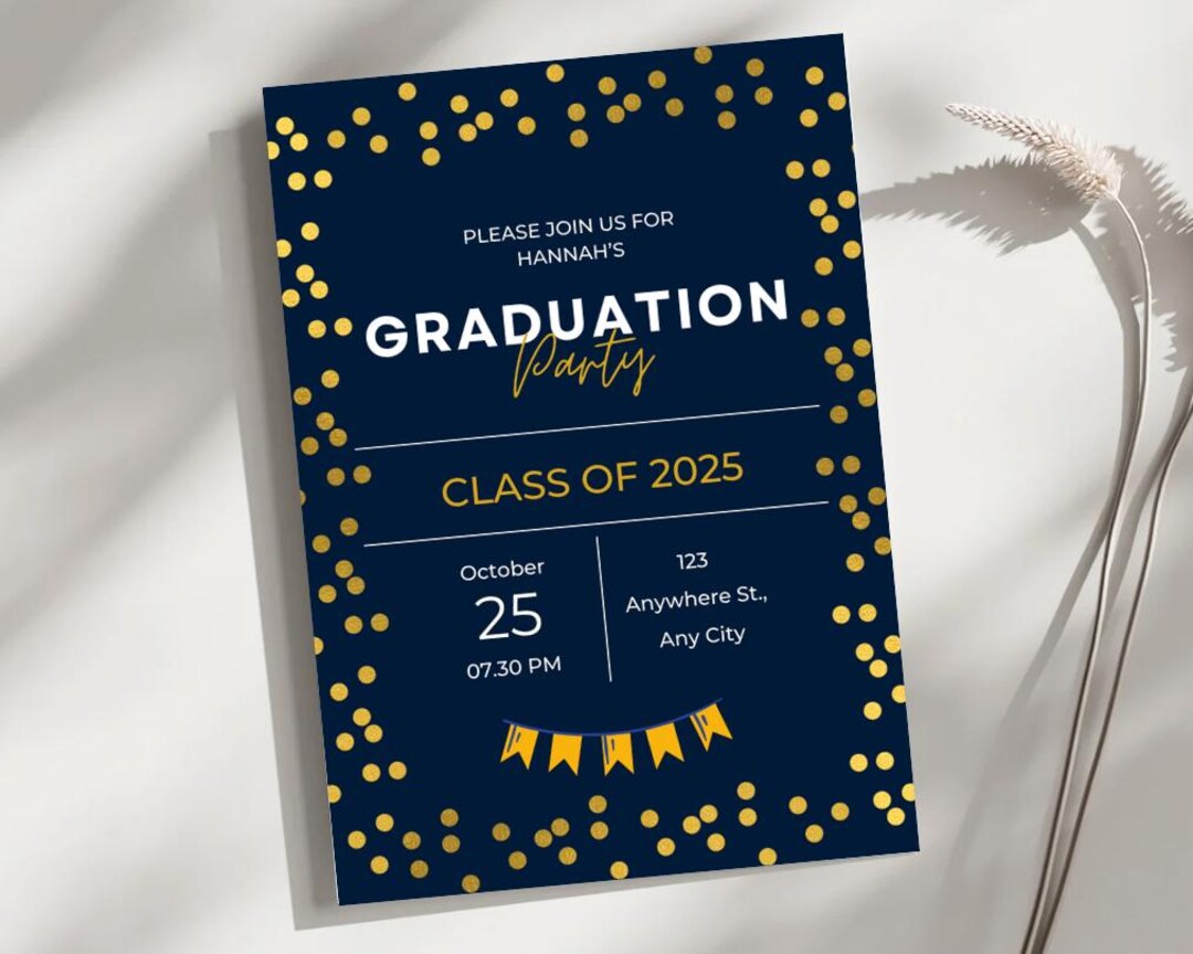 Editable Graduation Party Invitation, Elegant Modern Graduation Invite ...