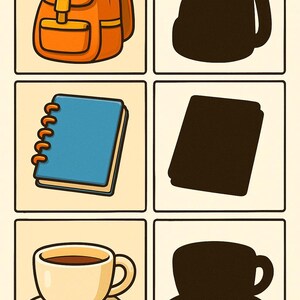 Printable Memory Game for Kids | Emotions, Tools & Shadow Matching ...