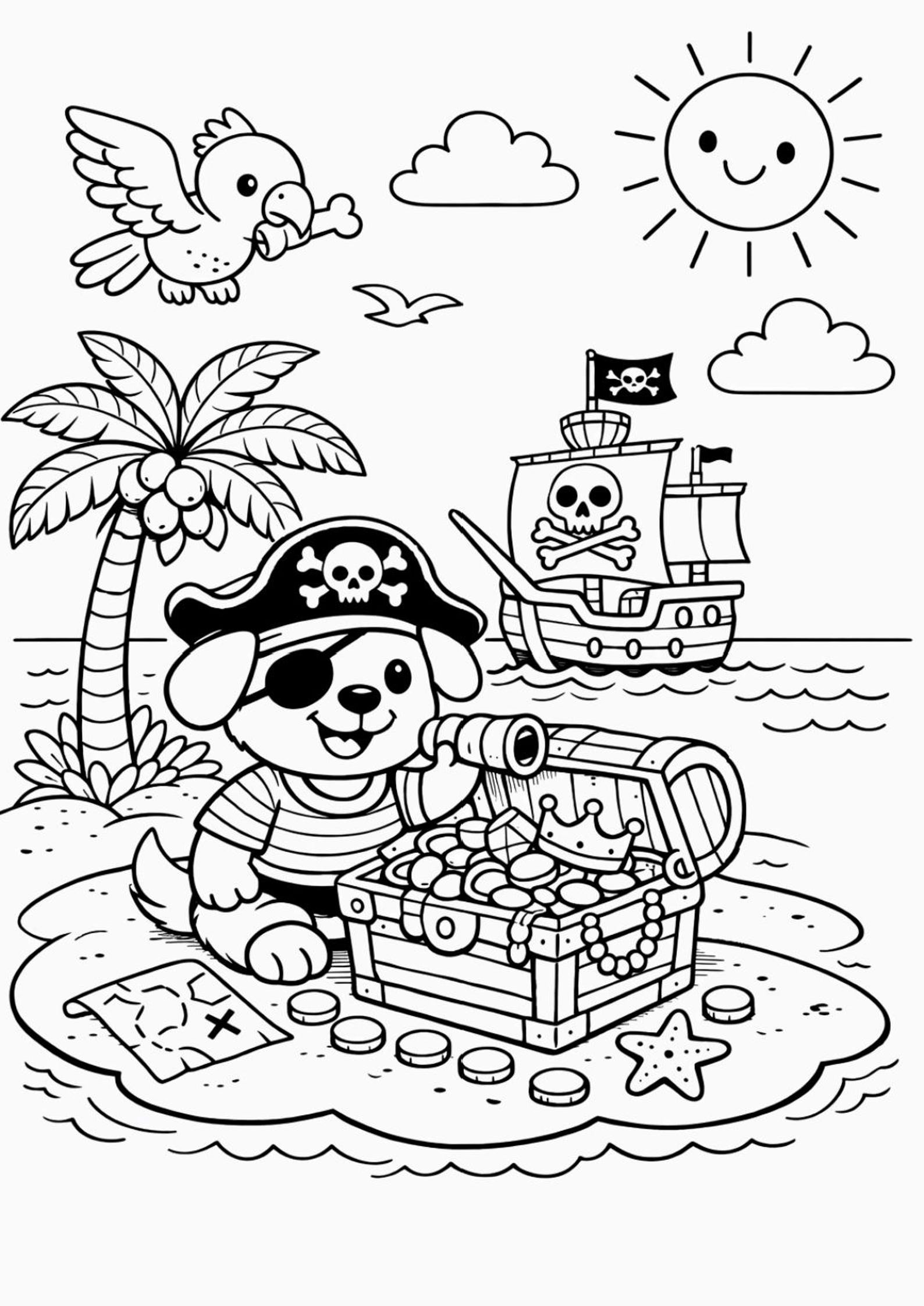 Pirate Coloring Page – Kids Printable – A4 PDF – Instant Download - Etsy