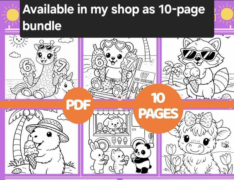 Kawaii Ice Cream Truck Coloring Page, Cute Animal Coloring Page for ...