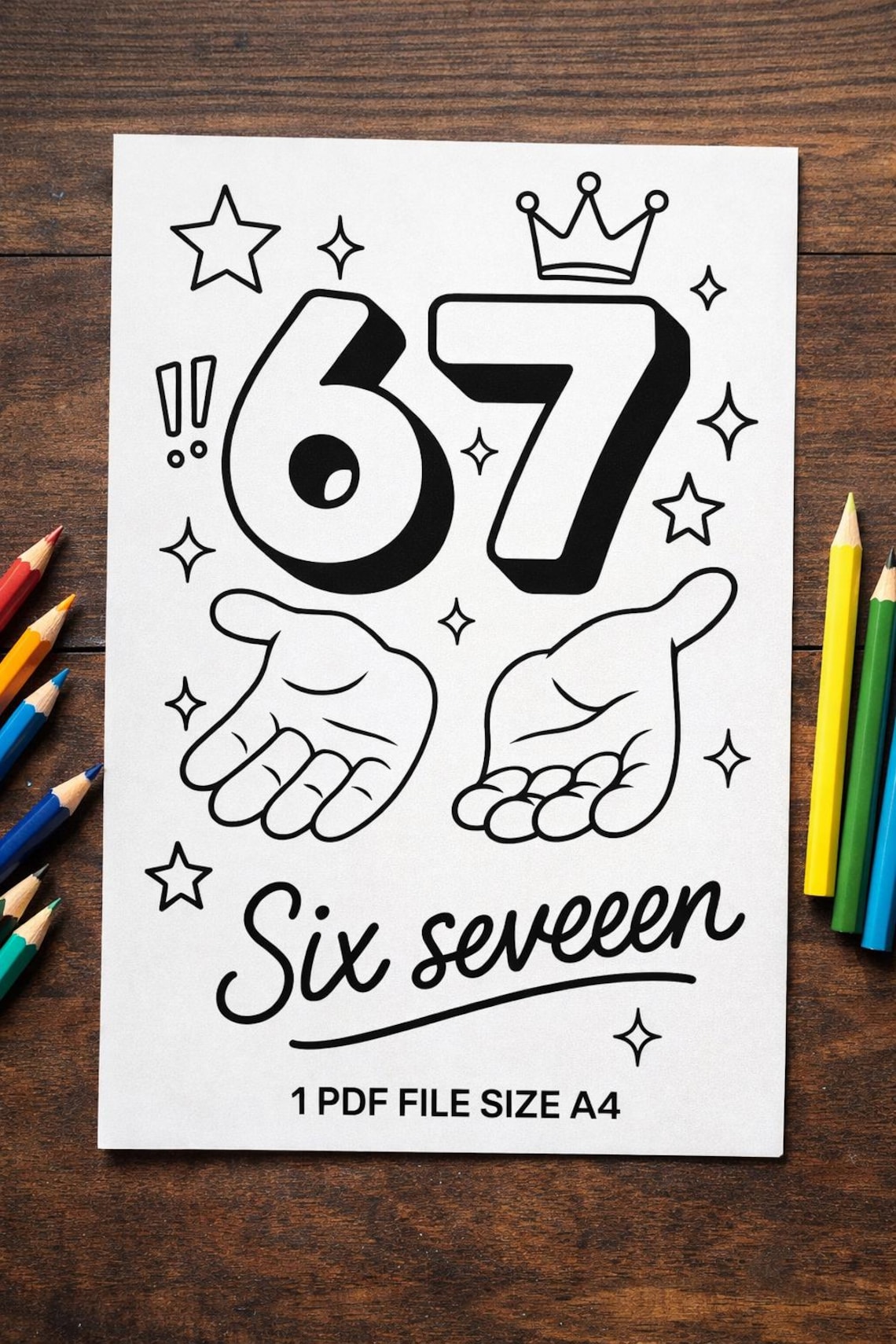 67 Coloring Page | Six Seven Printable | Funny Number Coloring Page ...
