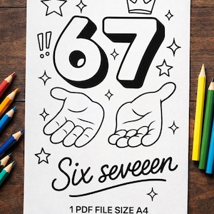 67 Coloring Page | Six Seven Printable | Funny Number Coloring Page ...