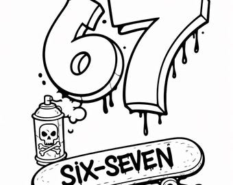 67 Coloring Page | Six Seven Printable | Funny Number Coloring Page ...