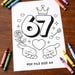 67 Coloring Page – Valentine’s Day Number Printable, Cute Love Hearts ...