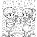 Valentine's Day Coloring Page for Kids, Cute Boy and Girl Love Coloring ...