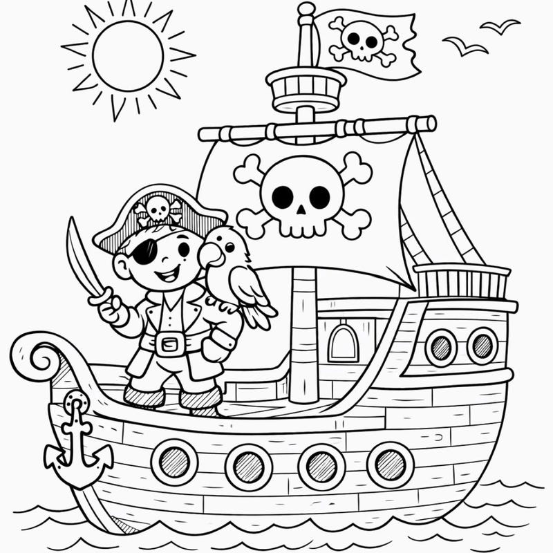 Pirate Ship Coloring - Etsy