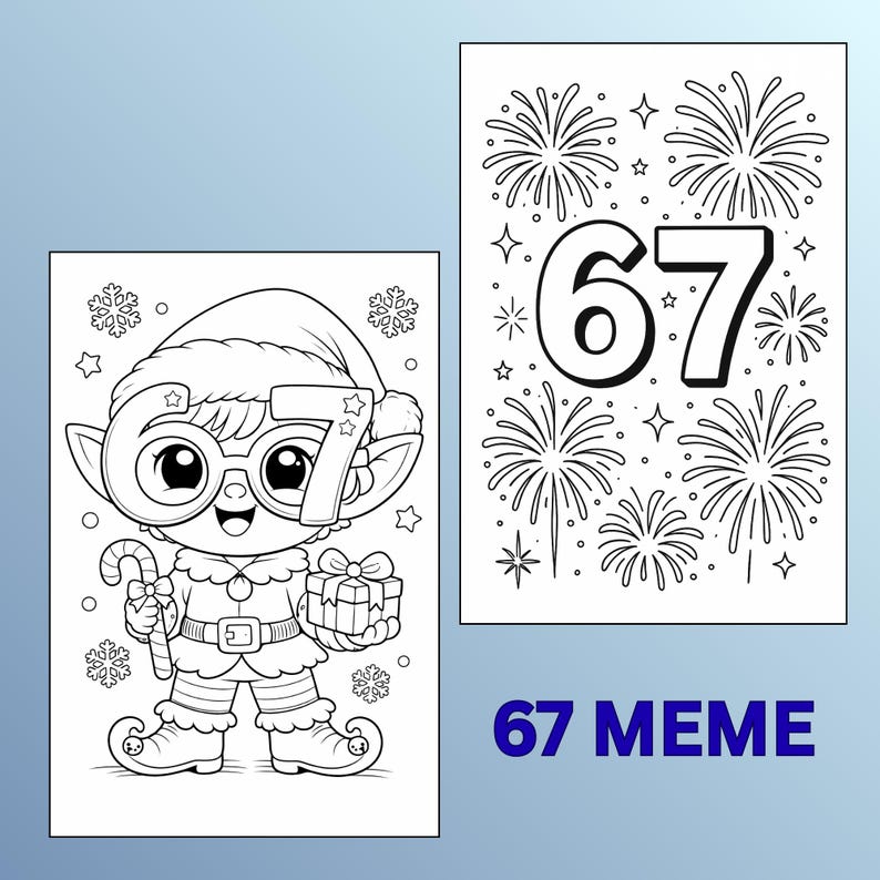 67 Coloring Pages | 10 Pdf Viral Six Seven Meme Coloring Pages | Funny ...