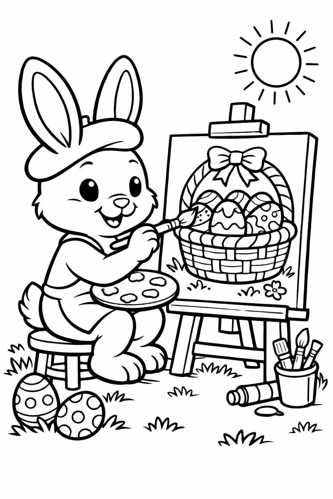 Easter Bunny Coloring Page Printable for Kids – Cute Spring Activity ...