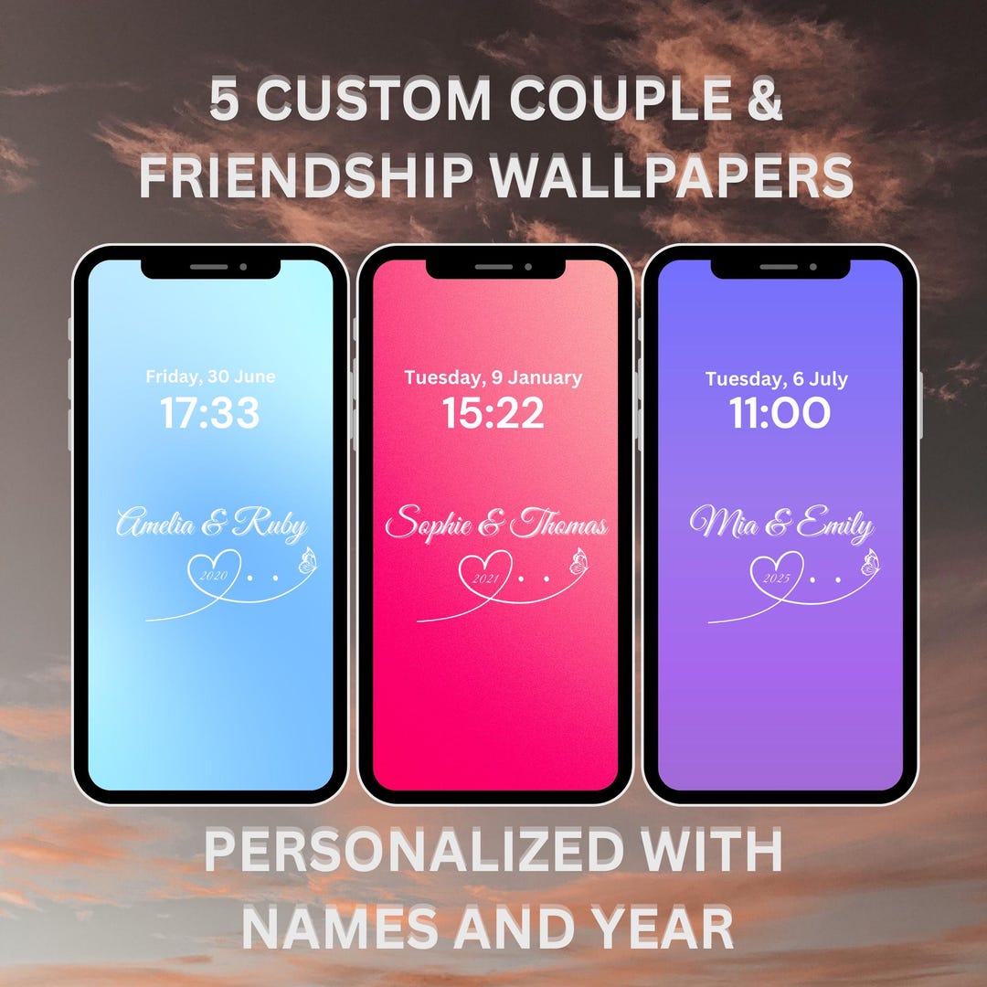 Personalized Wallpapers for Couples & BFF – Custom Names + Year in ...