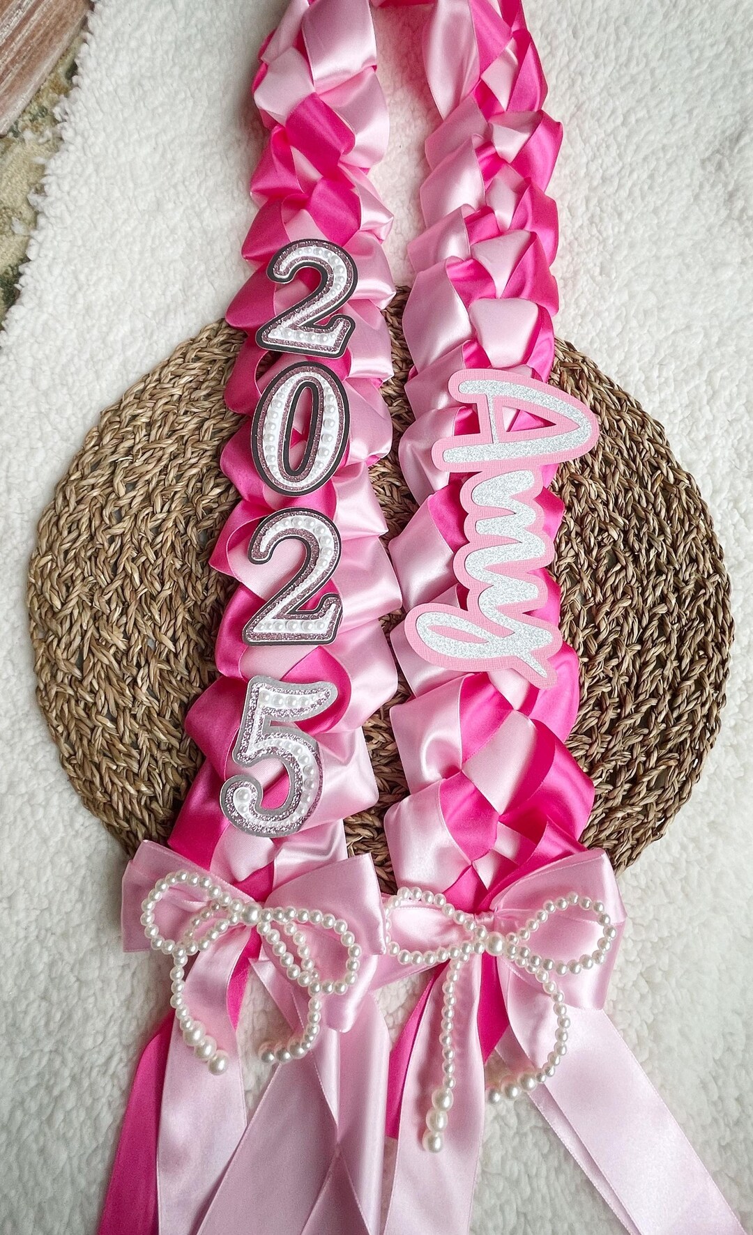 Graduation Lei :hot Pink and Baby Pink , Class of 2025 Lei - Etsy