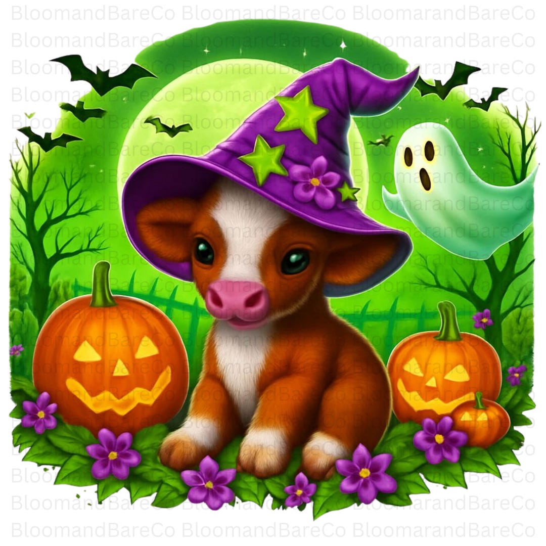 Cute Halloween Highland Cow Png| Pumpkin Highland Cow Png| Cow ...