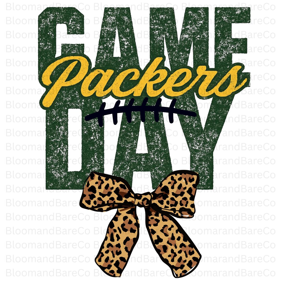Game Day Packer Leopard Coquette PNG| Packers Football Png| Green and ...
