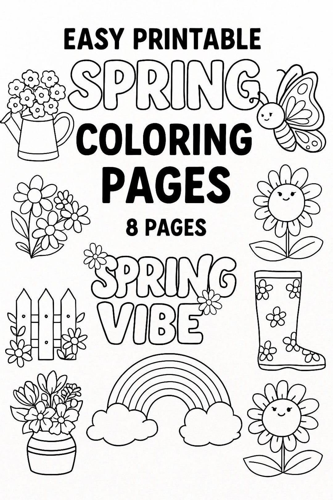 Printable Coloring Pages for Spring! - Etsy