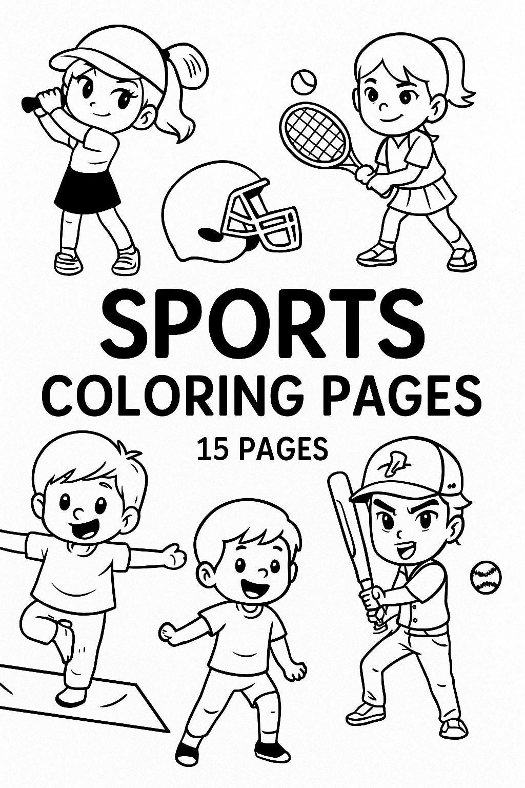 Printable Coloring Pages for the Sports Lover - Etsy