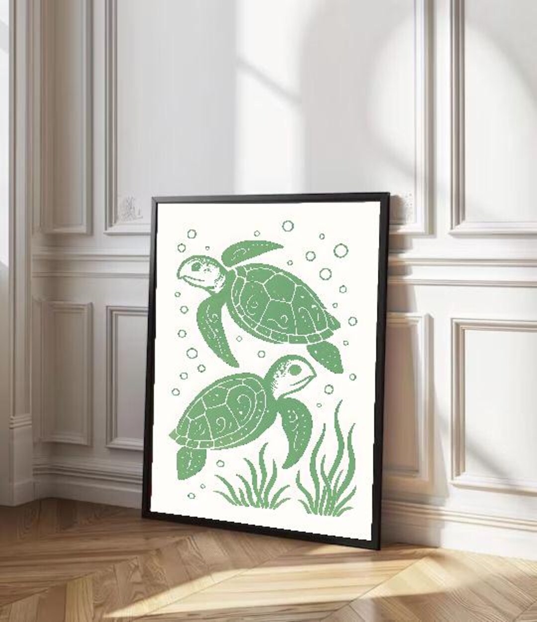 Green Turtle Wall Art Printable - Digital Ocean Poster Download With ...
