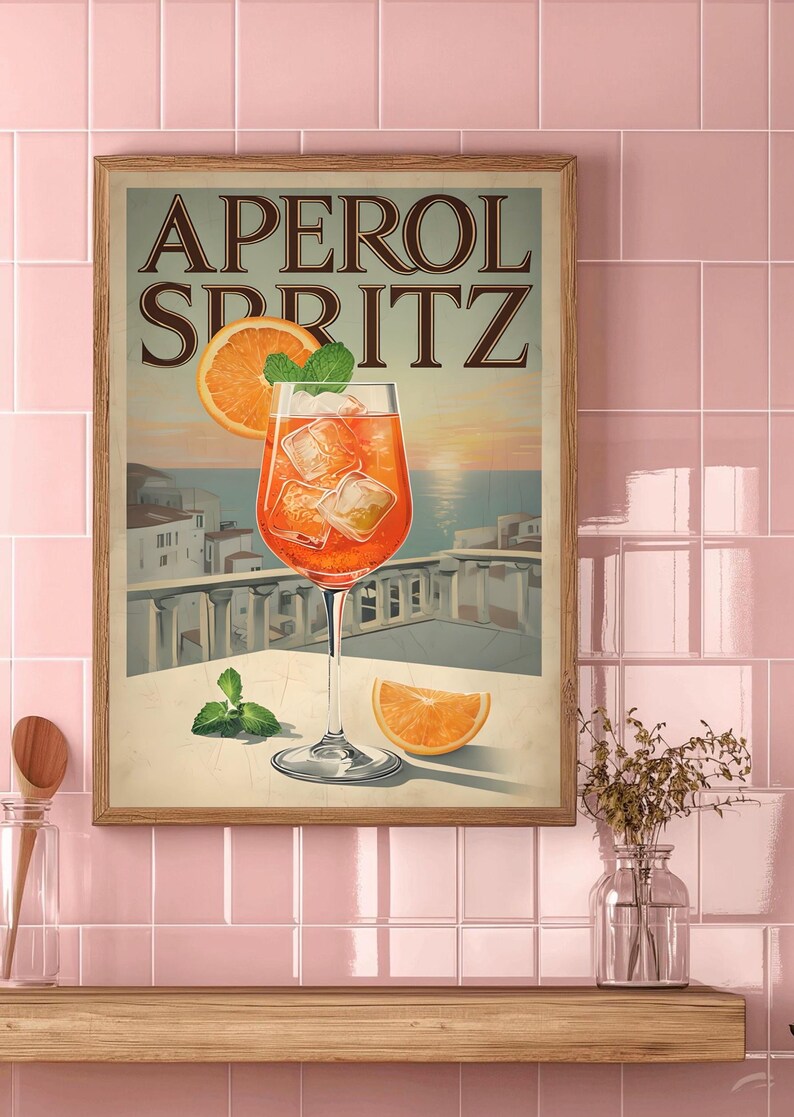 Aperol Spritz Poster | Cocktail Wall Art | Digital Drink Print | Summer ...