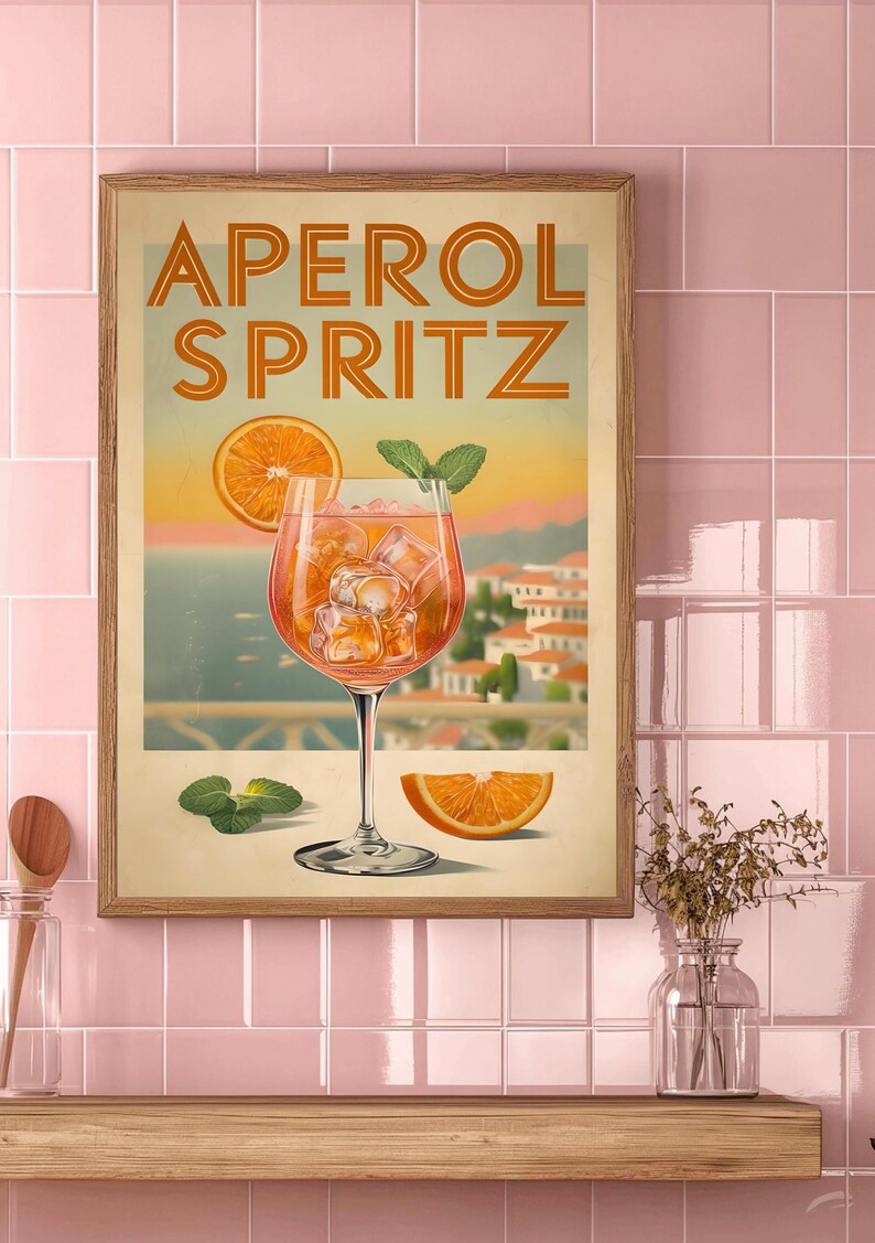 Aperol Spritz Poster | Cocktail Wall Art | Digital Drink Print | Summer ...