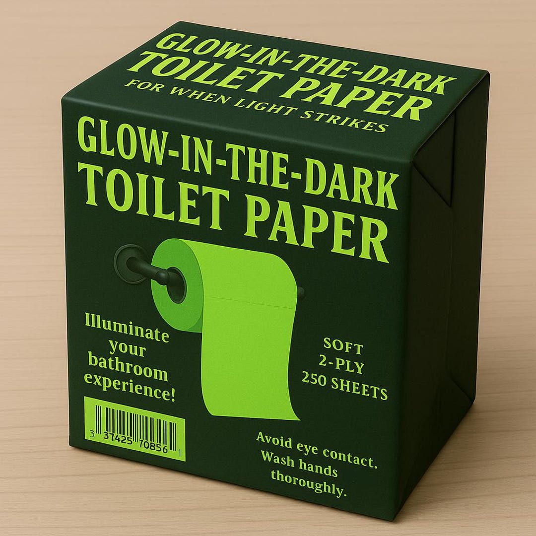 Joke Wrapping Paper | GLOWINTHEDARK TOILET PAPER | 90s Parody Product ...