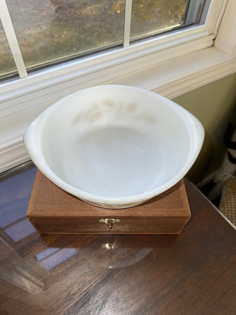 Vintage Sears Milk Glass Golden Wheat Pattern Ovenware Dish; Country ...