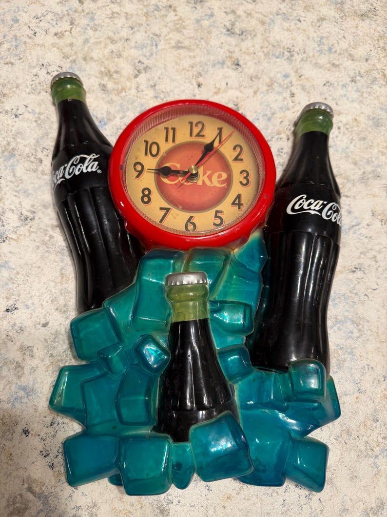 Vintage Coca-cola Wall Clock (3D Bottles & Ice) - Red Retro Coke ...