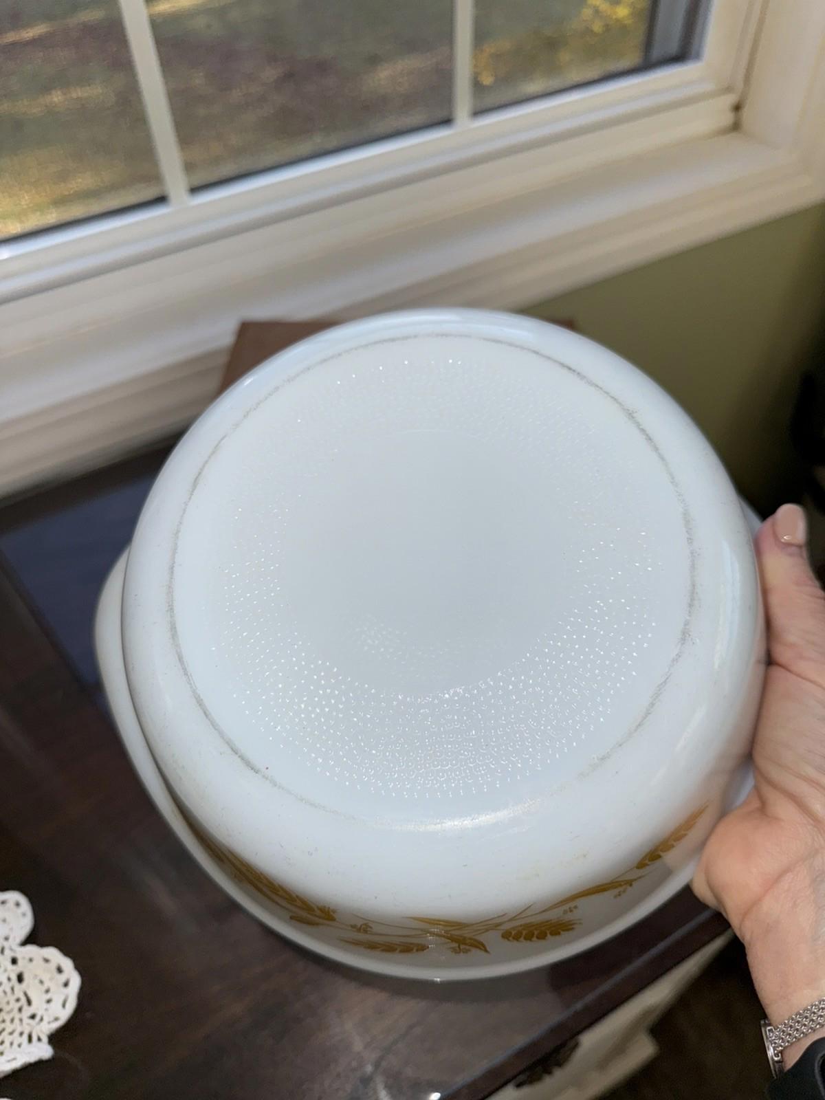 Vintage Sears Milk Glass Golden Wheat Pattern Ovenware Dish; Country ...