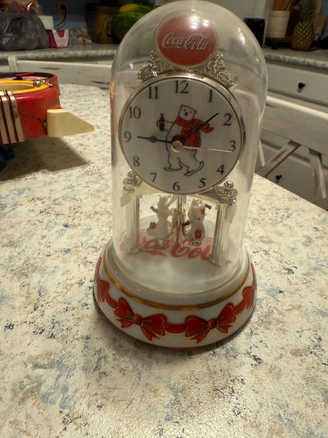 Vintage Coca Cola 2002 Anniversary Pendulum Dome Clock Collectible ...