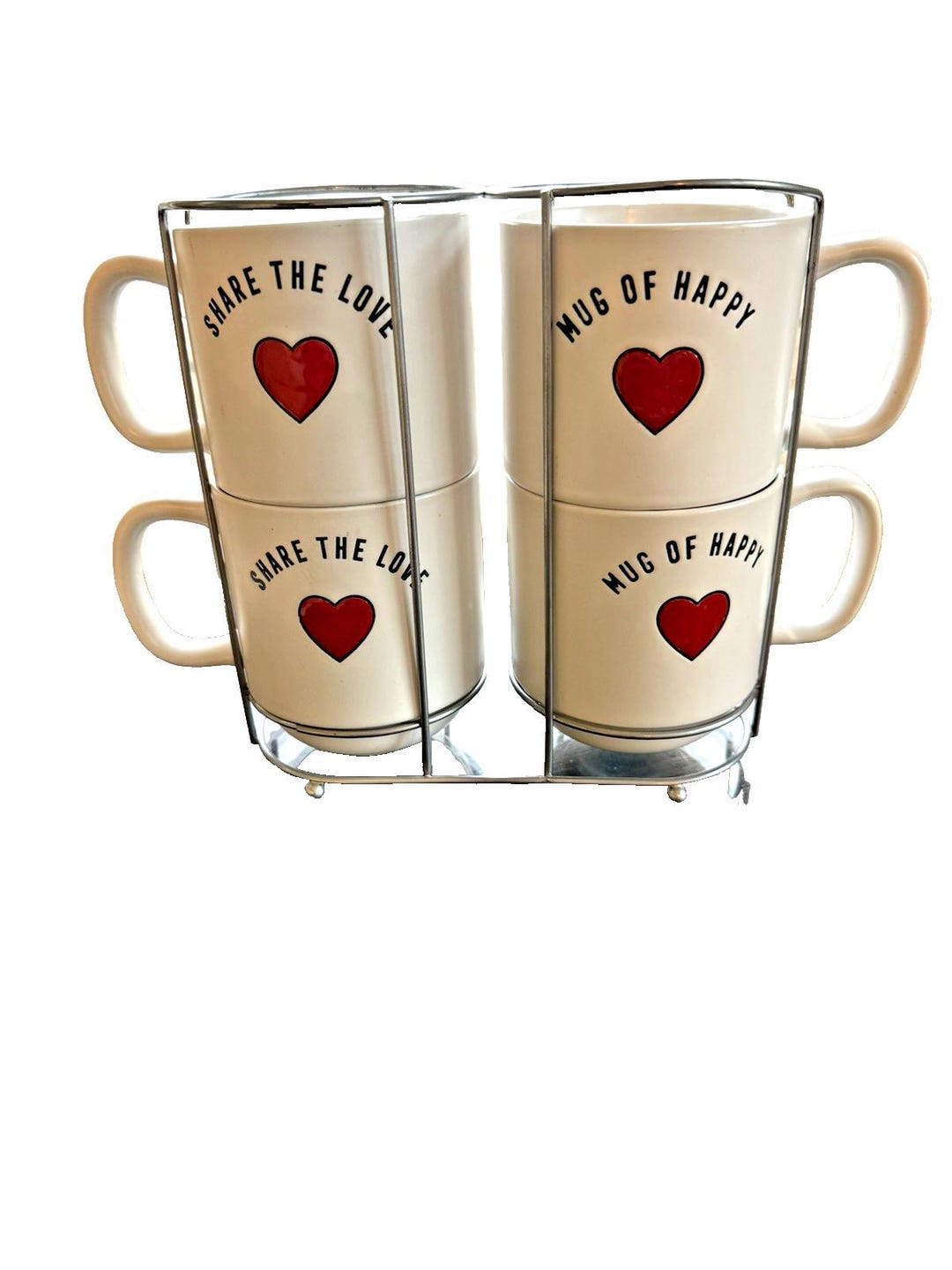 Sheffield Home Share the Love Mug of Happy Ceramic 16oz Mug Set 4 Mugs ...