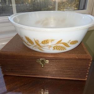Vintage Sears Milk Glass Golden Wheat Pattern Ovenware Dish; Country ...