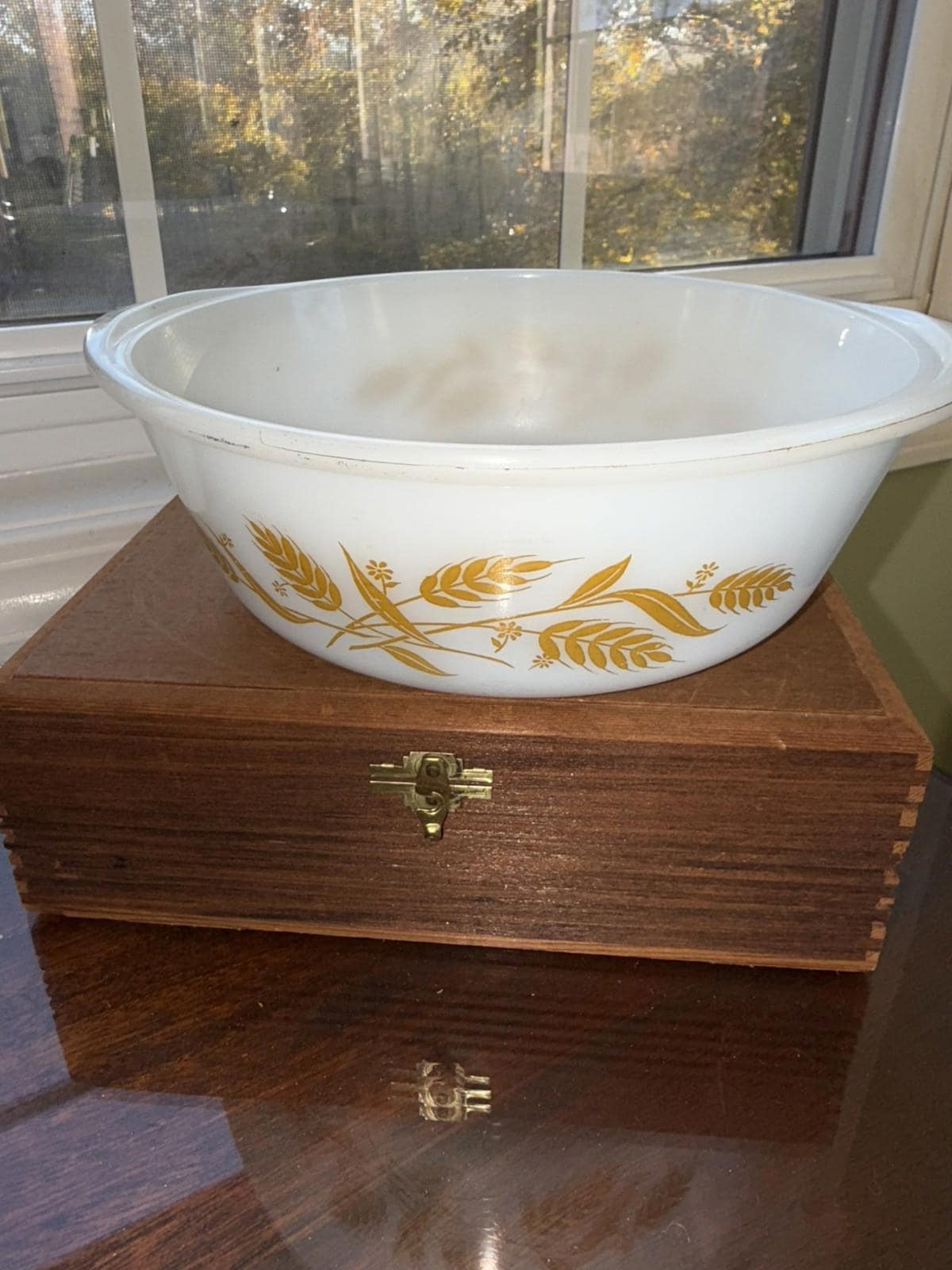 Vintage Sears Milk Glass Golden Wheat Pattern Ovenware Dish; Country ...