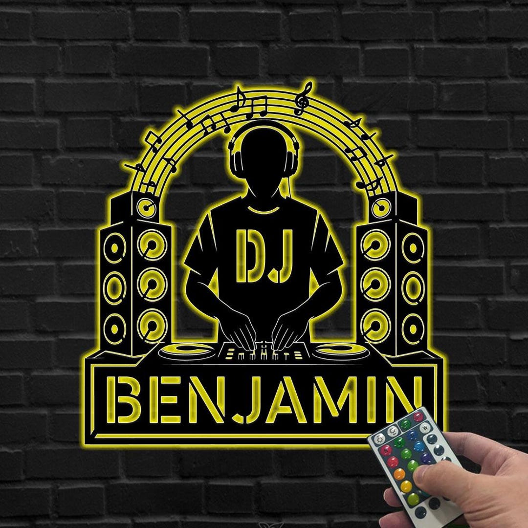 Custom DJ Metal Wall Art With LED Light, Dj Player Metal Sign, DJ ...