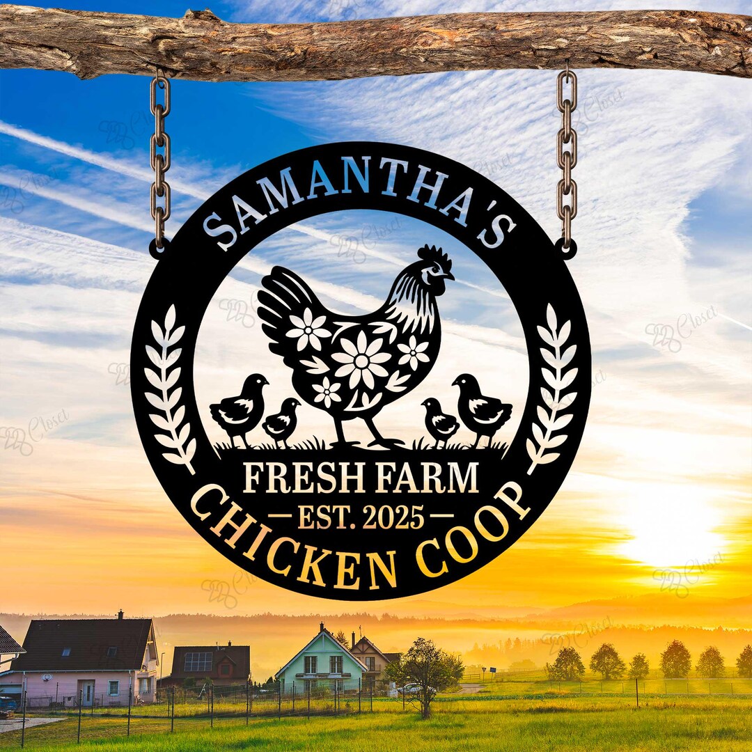 Customized Chicken Coop Monogram Metal Name Sign, Personalized Hens ...