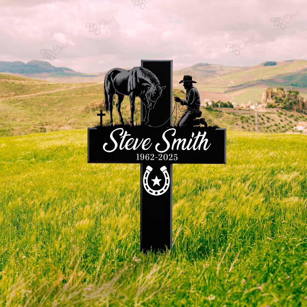 Custom Cowboy Memorial Cross ,cowboy Grave Marker,cowboy Grave Marker ...