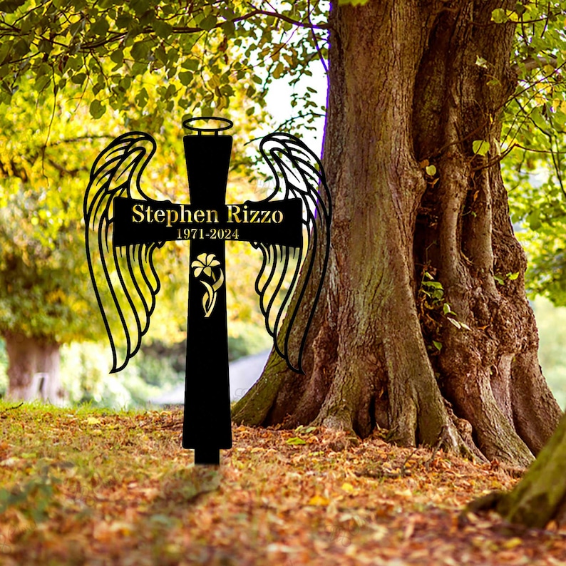 Personalized Cross Memorial Sign,custom Cross Grave Marker,metal ...