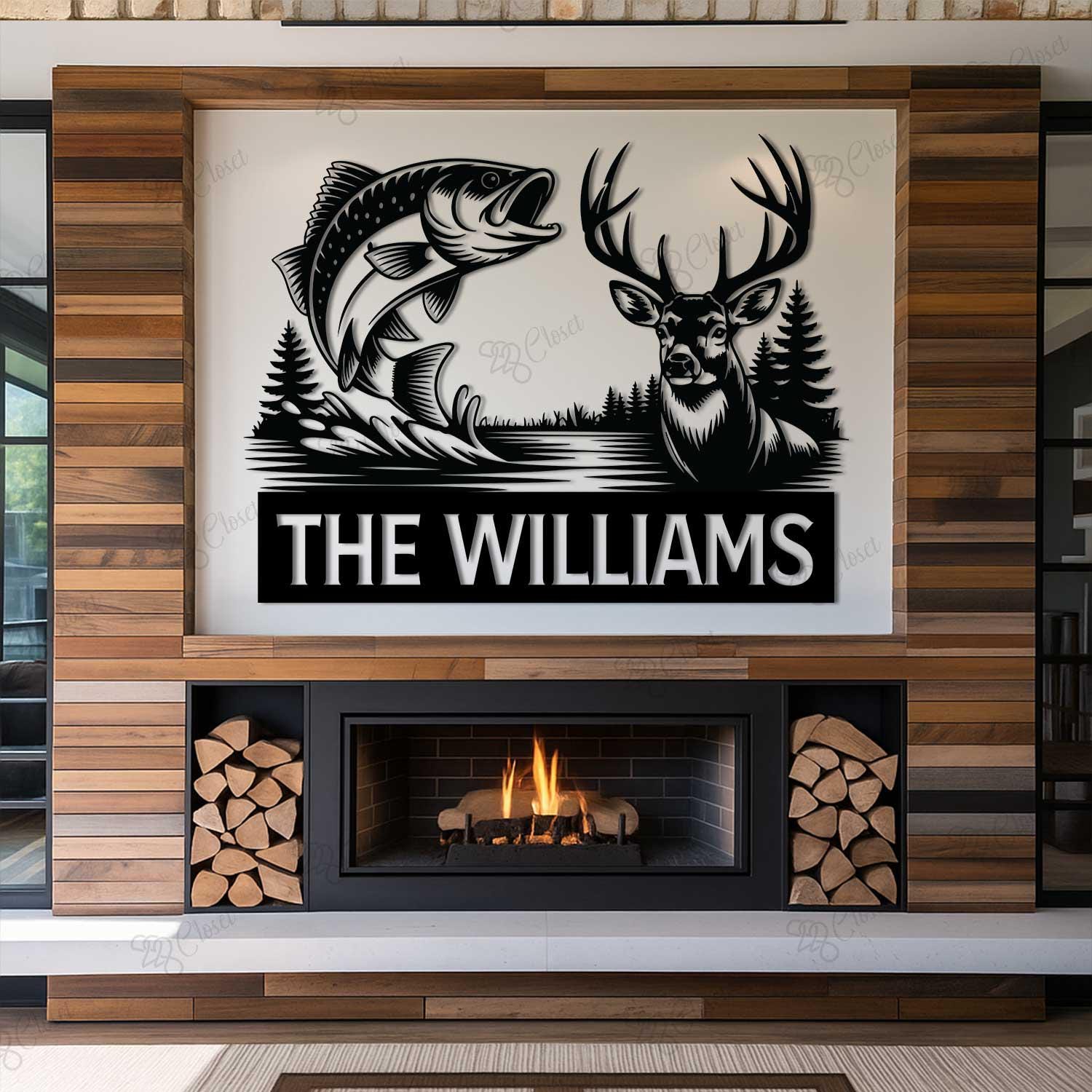 Custom Personalized Hunter Wall Art,fishing Hunting Scene Wall Sign ...