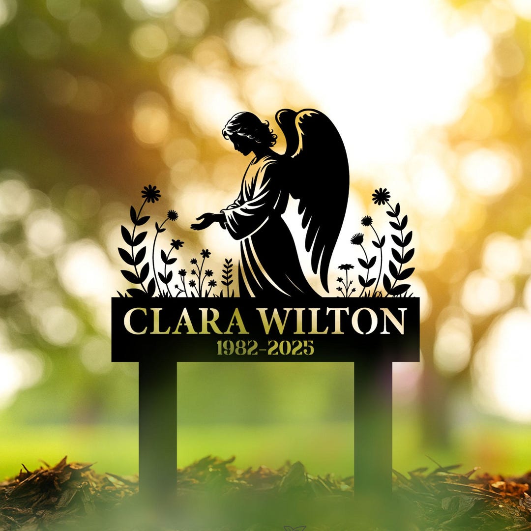 Custom Angel Memorial Garden Sign,praying Angel Memorial Sign,angel ...