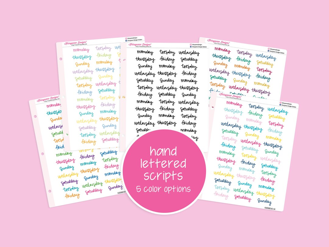 Hand Lettered Script | KAD X Katie K Plans (days of the Week) - Etsy