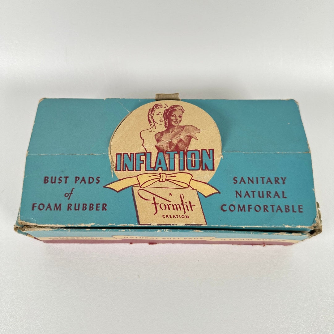 1940s 1950s Formfit Inflation Bust Pads of Foam Rubber in Original Box ...