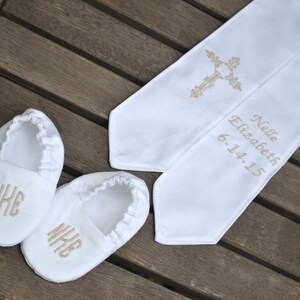 Monogrammed Infant Baptism Crib Shoes - White - Baby, Christening ...