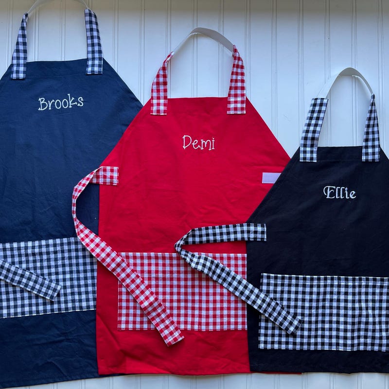 Embroidered Apron Gingham - Etsy
