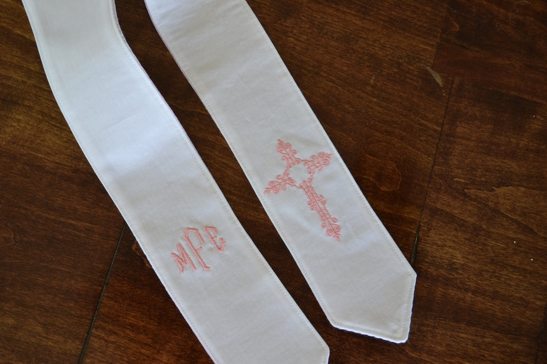 Monogrammed Baptism Stole: White Cotton Christening Keepsake - Etsy