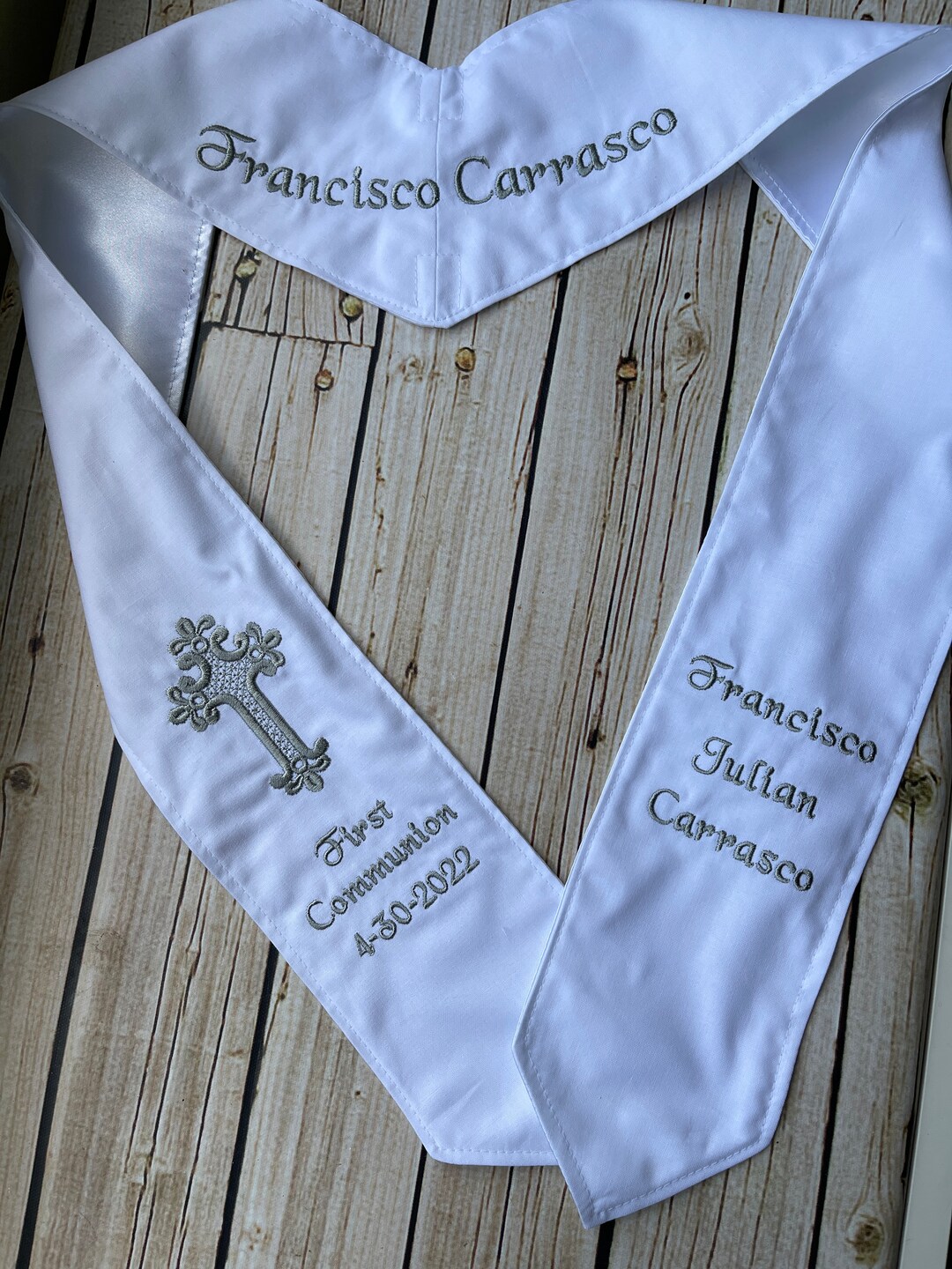 Personalized First Communion Stole: Embroidered Name & Date, Keepsake ...