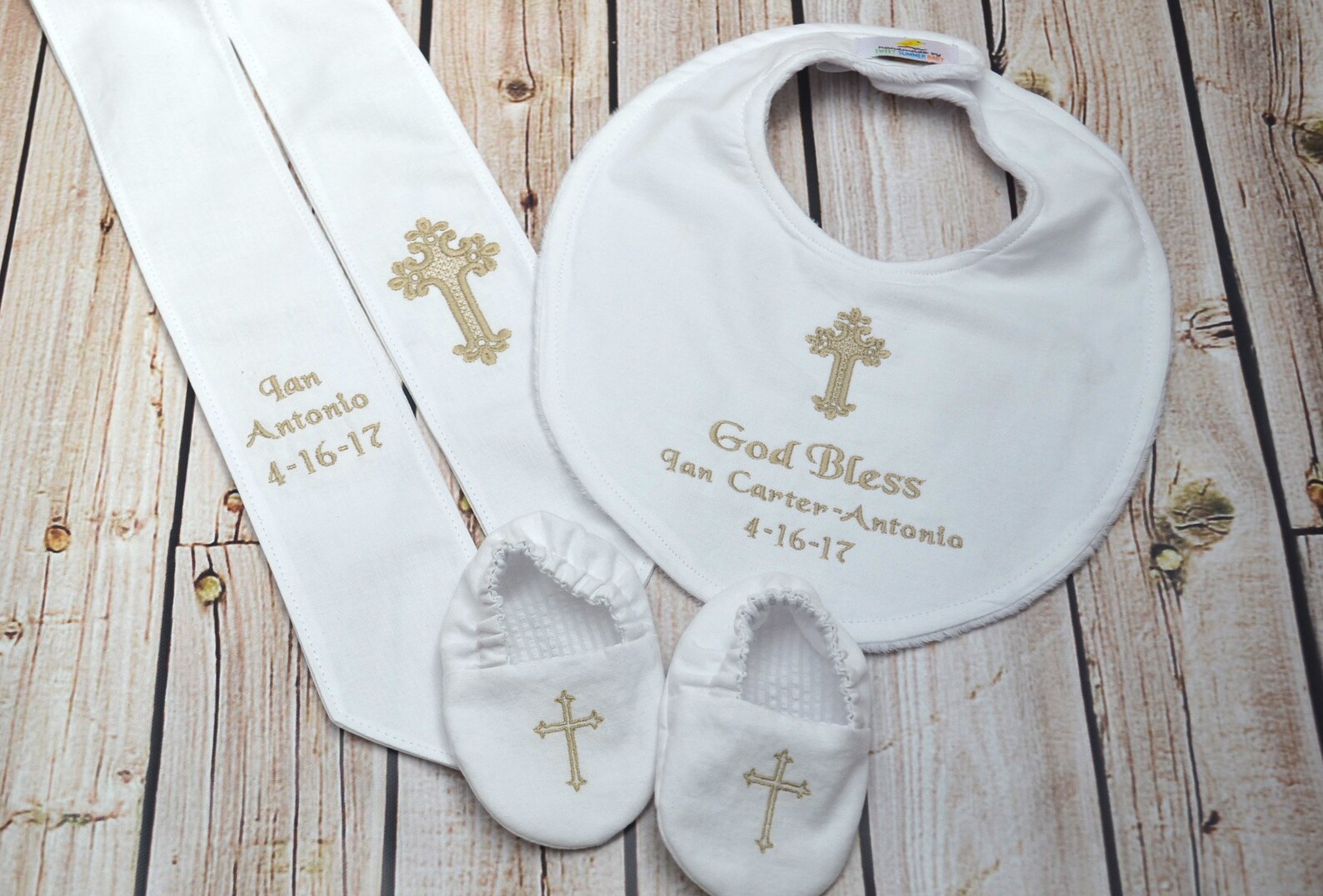 Embroidered Cross Infant Baptism Crib Shoes Ivory Baby | Etsy