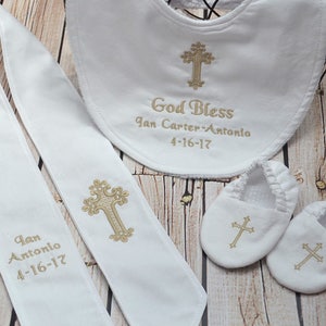 Custom Baptism Bundle - Bib, Stole, Towel and Shoes - Dedication, New ...