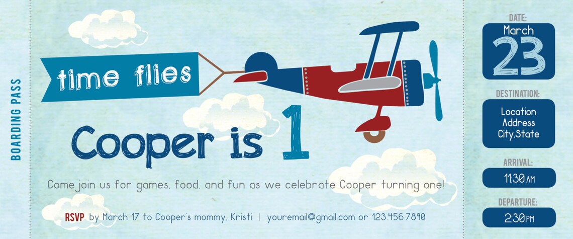 Time Flies Birthday Invitation - Digital File - Etsy