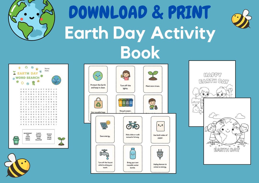 Printable Earth Day Activity Book for Kids, Earth Day Preschool ...