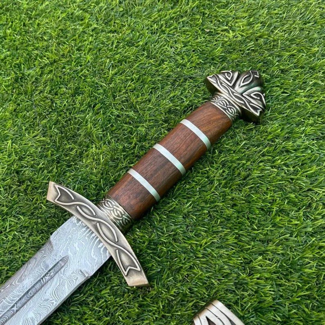 Handmade Damascus Steel Viking Sword – Sharp Forged Medieval Blade With ...