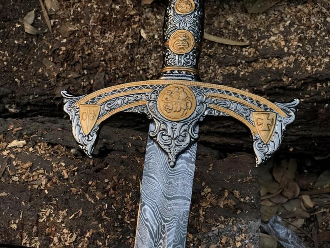 Handmade Templar Knight Sword – Ornate Damascus Steel Wedding Sword ...