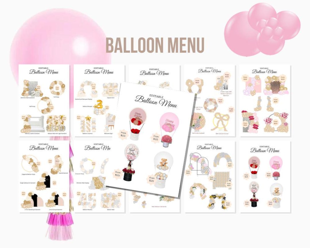 Editable Balloon Menu Template - Etsy