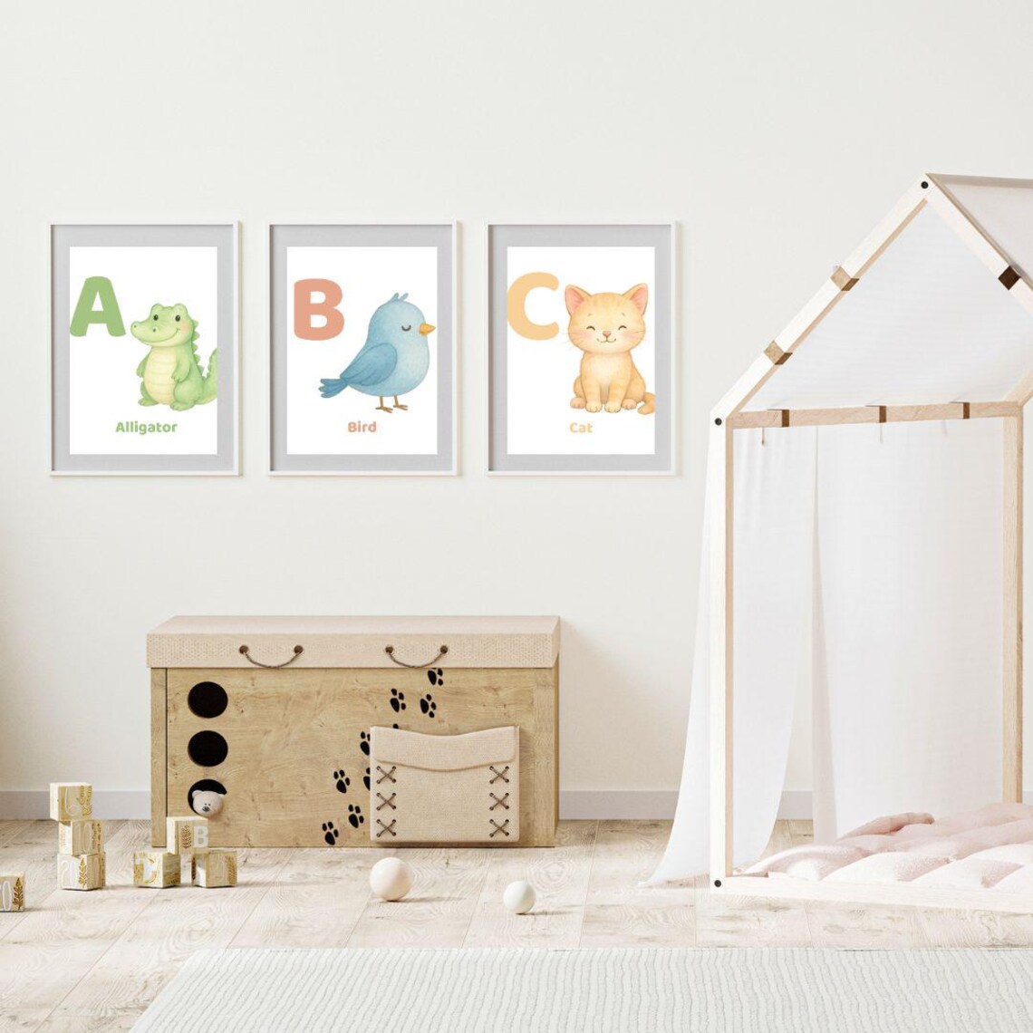 A-Z Alphabet Animals Poster | Nursery Wall Art | Pastel Educational ...